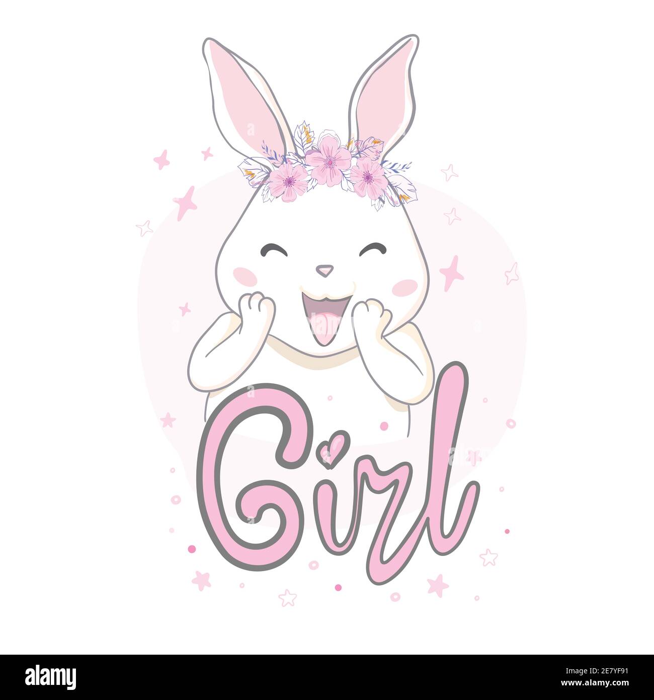 Cute Bunny.Hand drawn vector illustration.can be used for print design ...