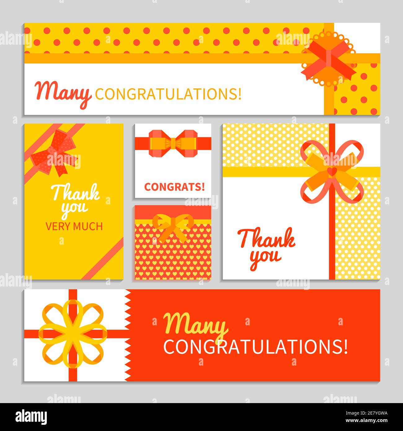 Flat collection of congratulation card templates with trendy geometric ...