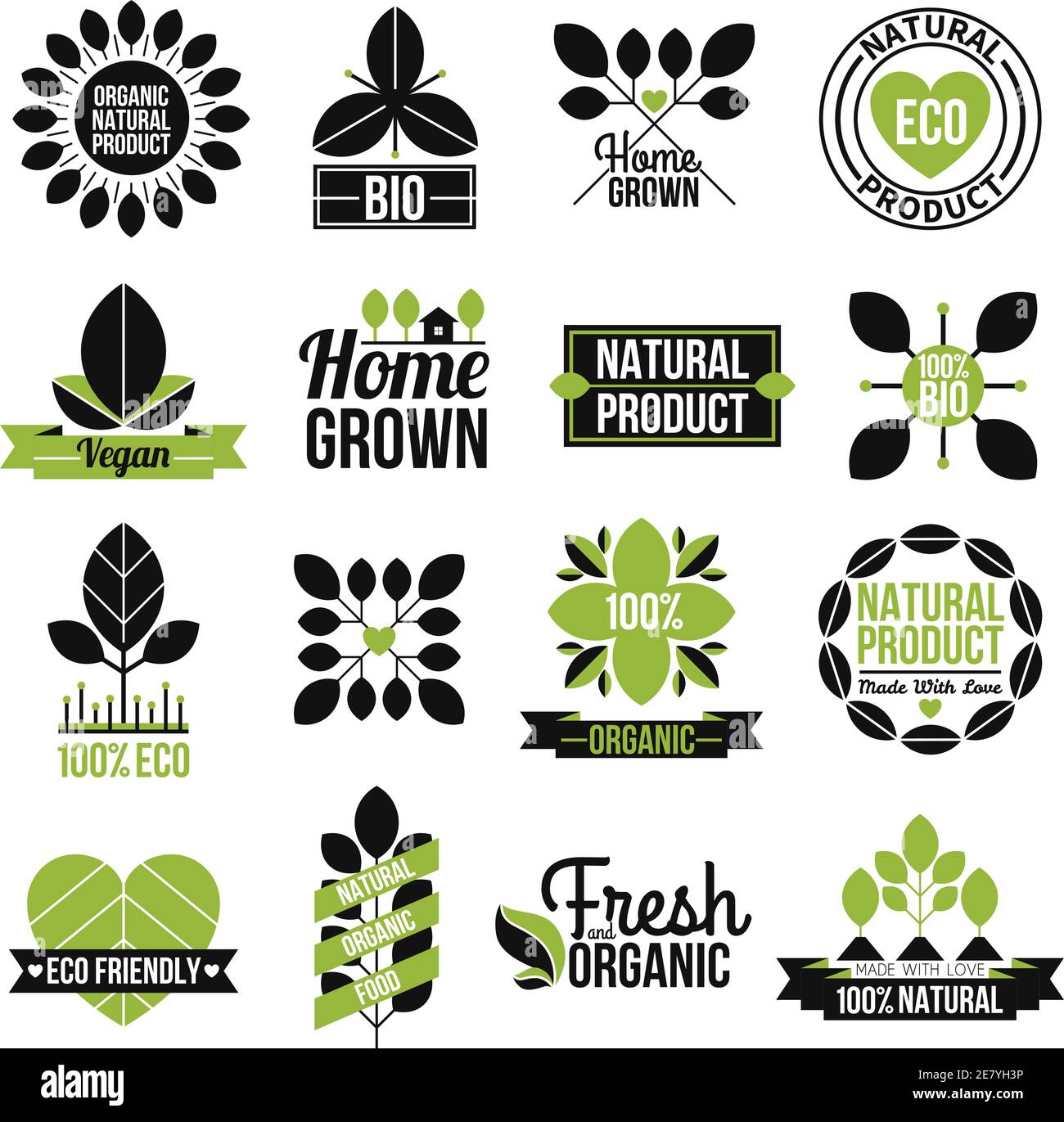 Organic natural product label set for advertising healthy and fresh ...