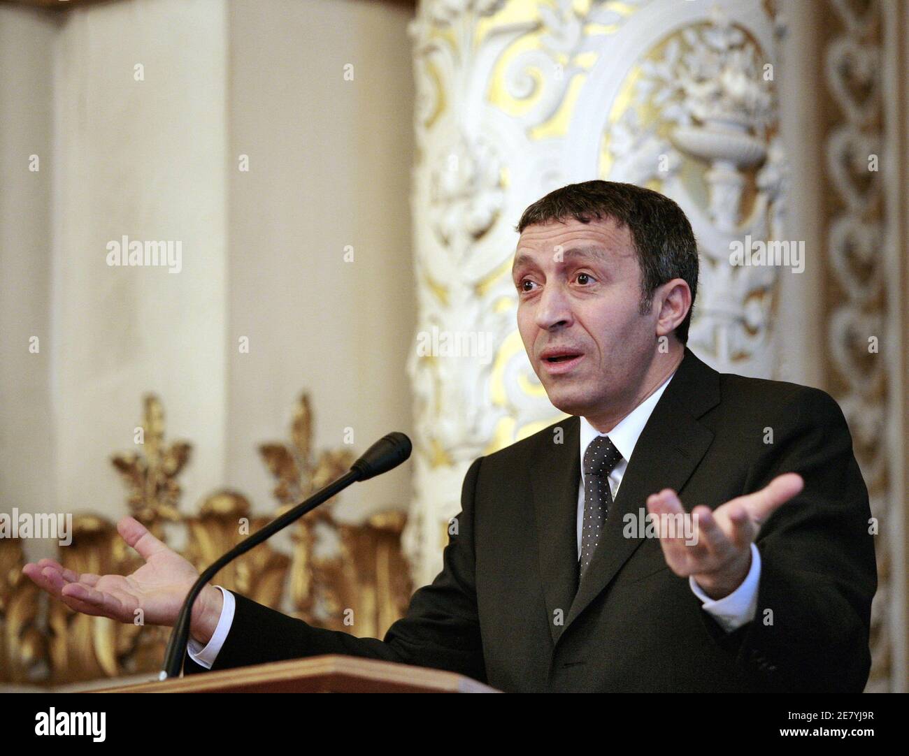 Equal Opportunities Minister Azouz Begag delivers a speech in Lyon ...