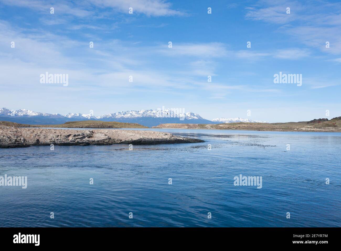 Navigation on Beagle channel, Argentina landscape. Tierra del Fuego ...