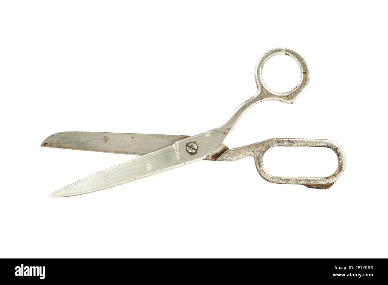 an old metal grunge scissors isolated on a white background Stock Photo ...