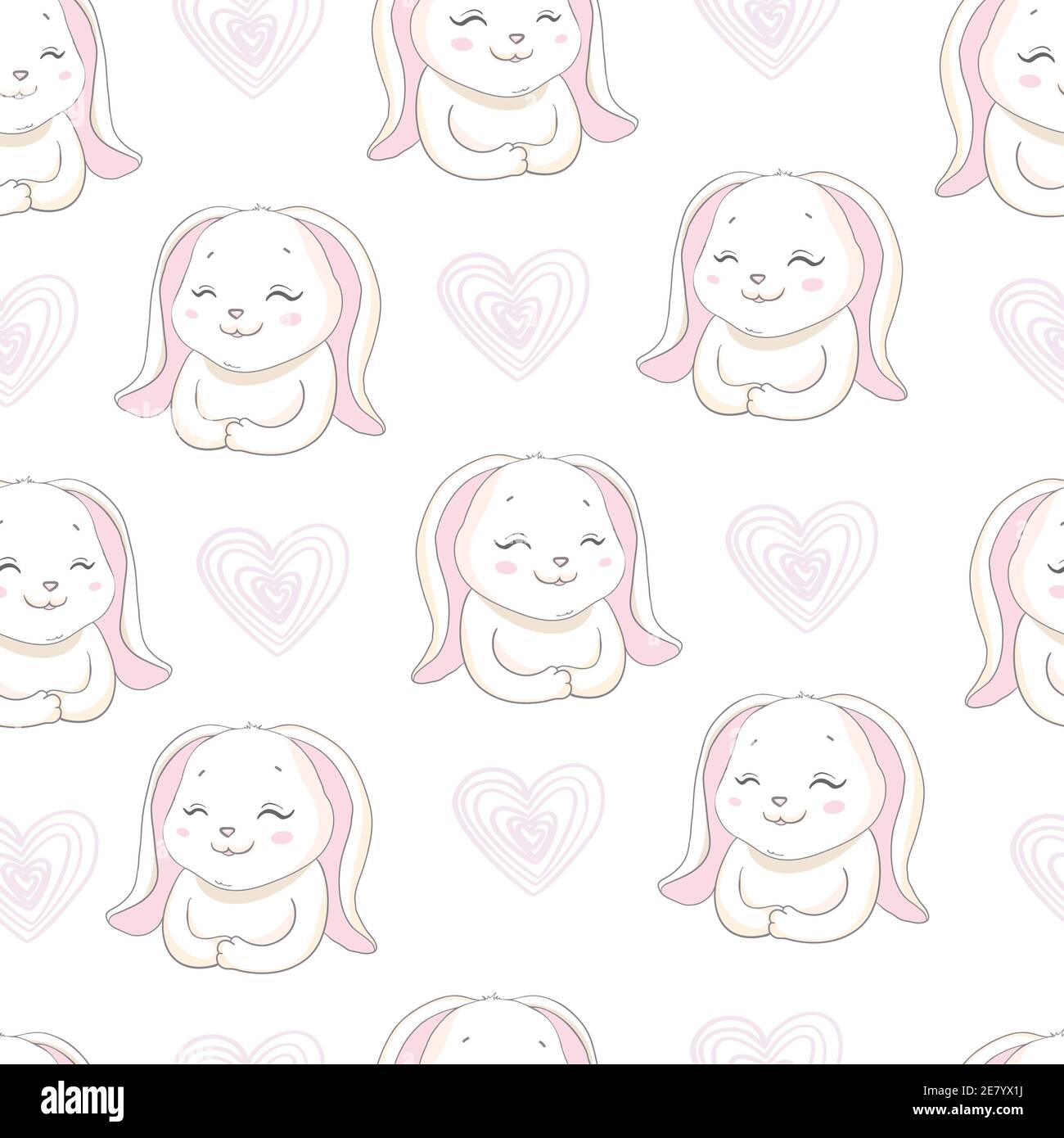 Cute Bunny Rabbit Seamless Pattern Vector Background Stock Vector Image ...