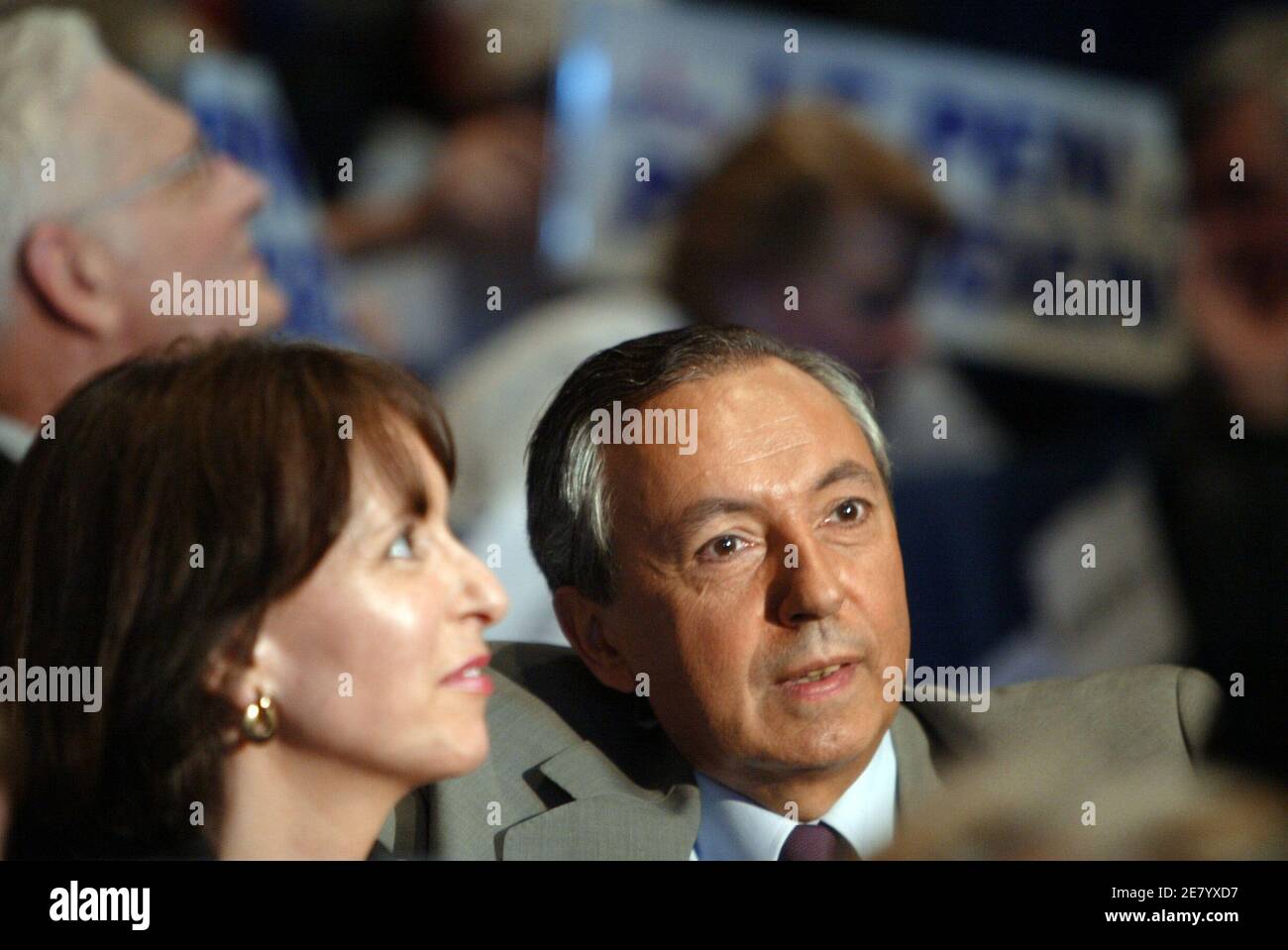 Bruno Megret and his wife Catherine listen the speech of Front National ...