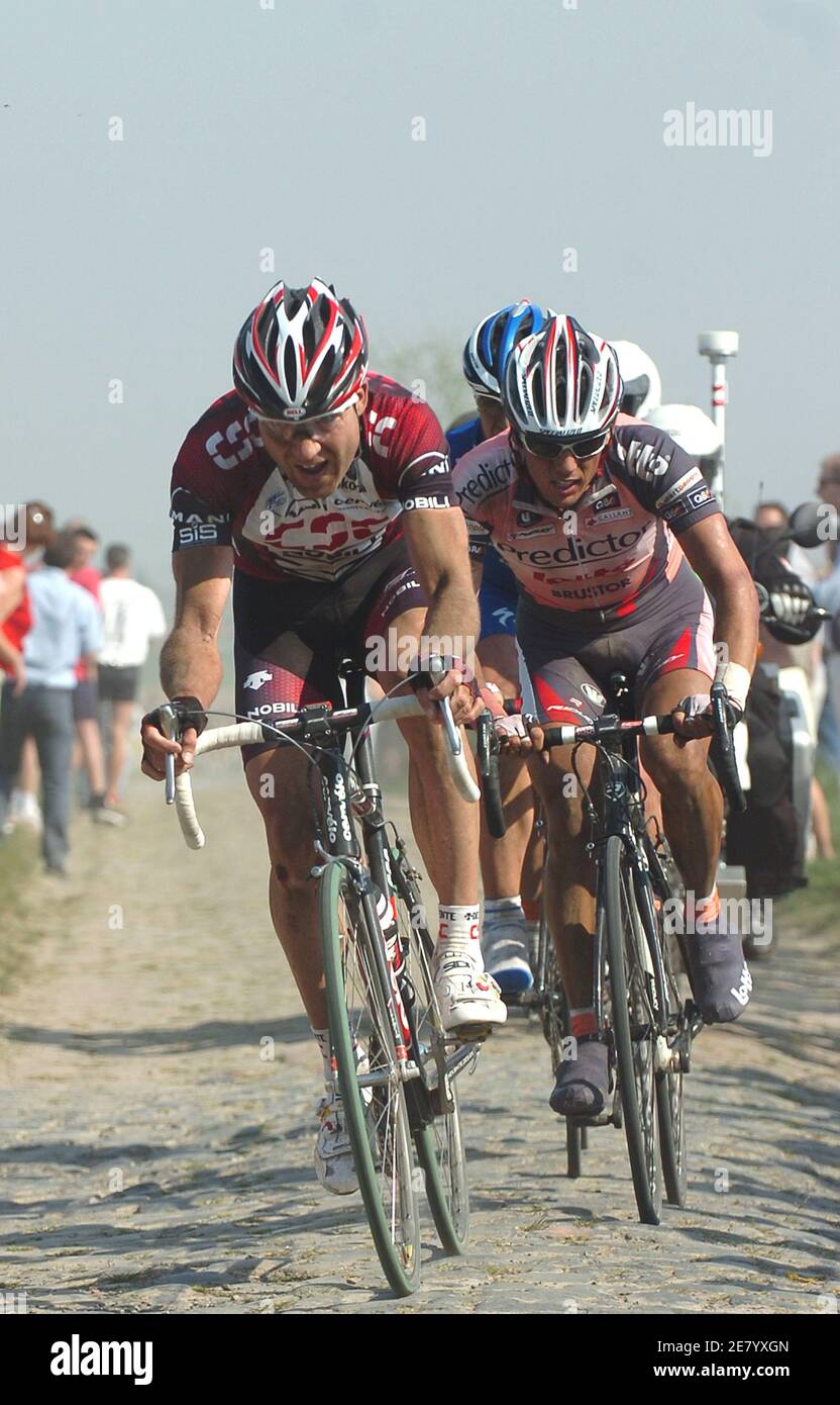Denmark's Lars Michaelsen of team CSC in action during the 105th Paris ...