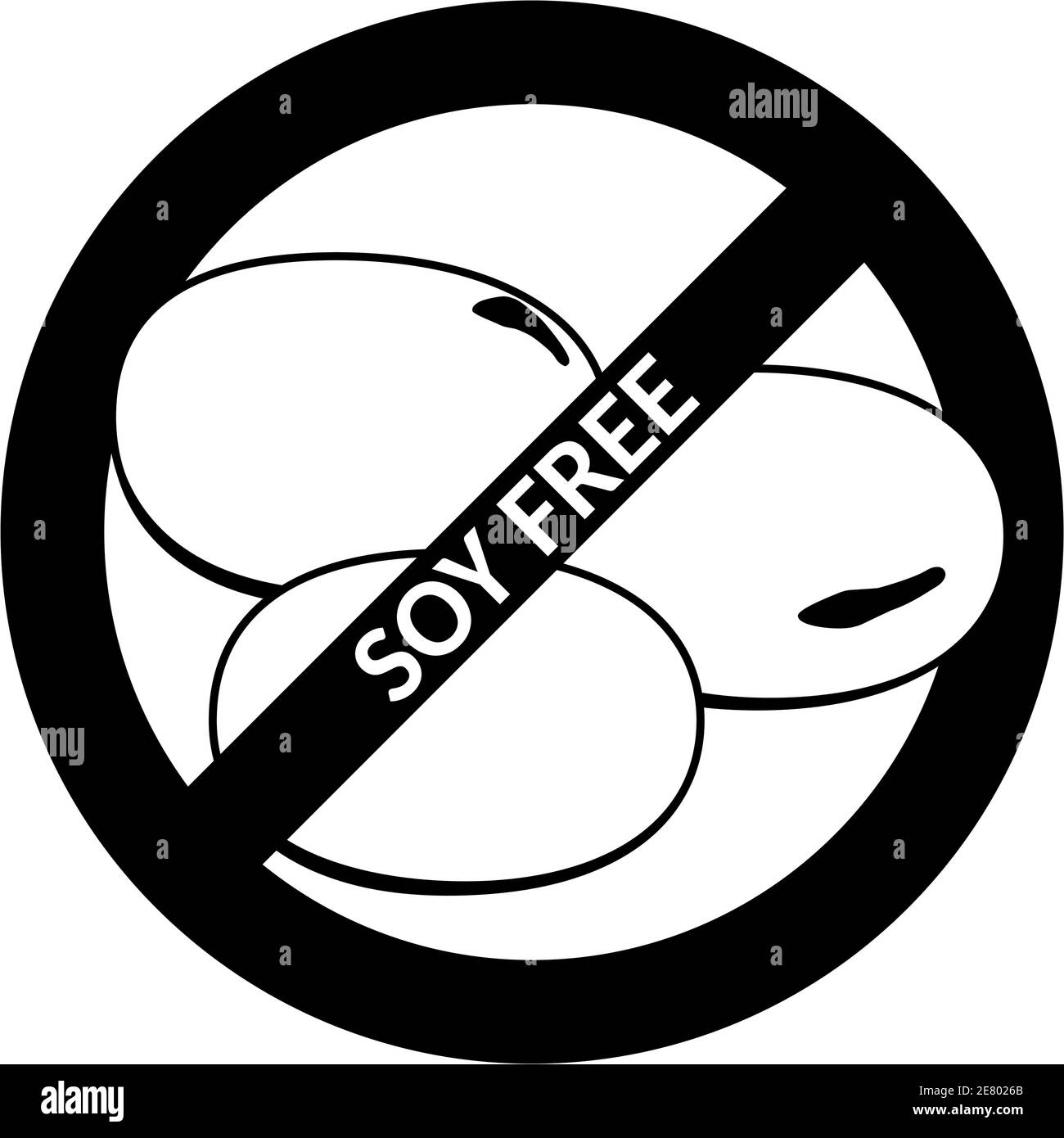 Soy free black monochrome symbol icon on white background. Food product ...