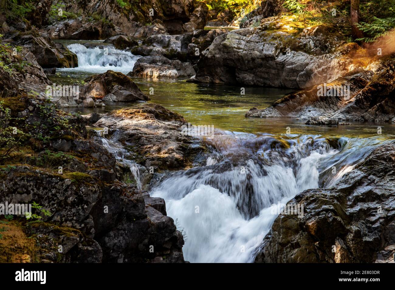 The upper and lower falls , Qualicum Falls, Vancouver Island, BC ...