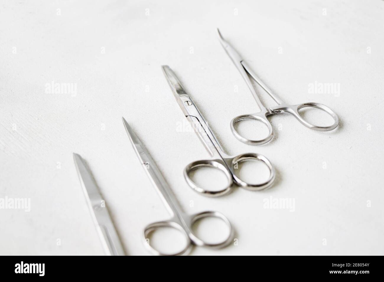 Isolated shot of some surgery instruments made of stainless steel on ...