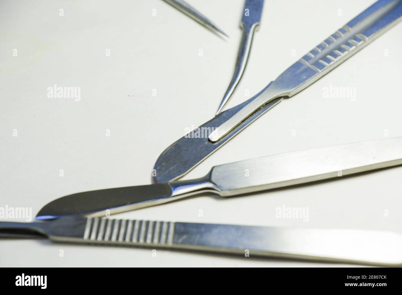Isolated shot of some surgery instruments made of stainless steel on ...