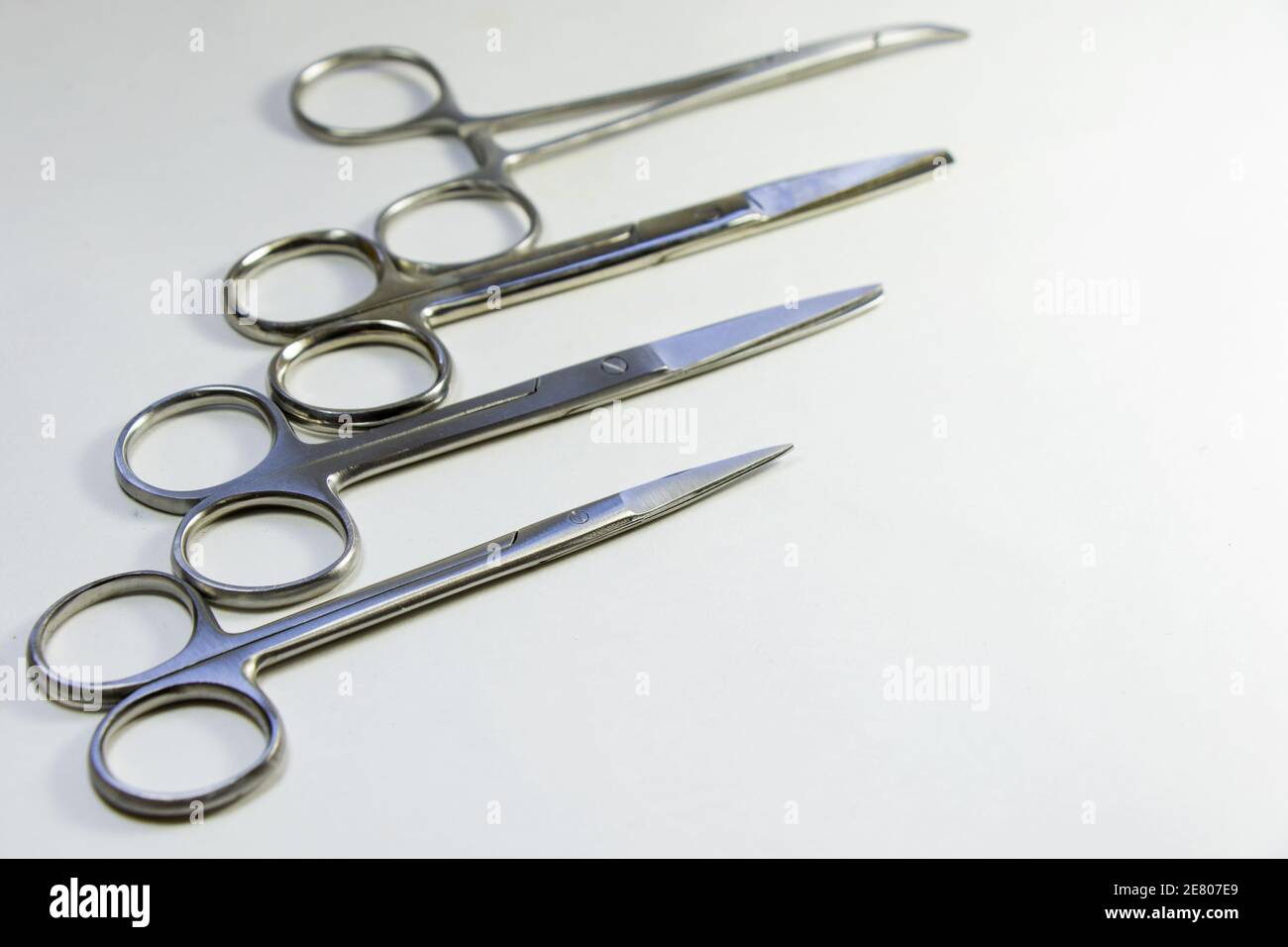 Isolated shot of some surgery instruments made of stainless steel on ...