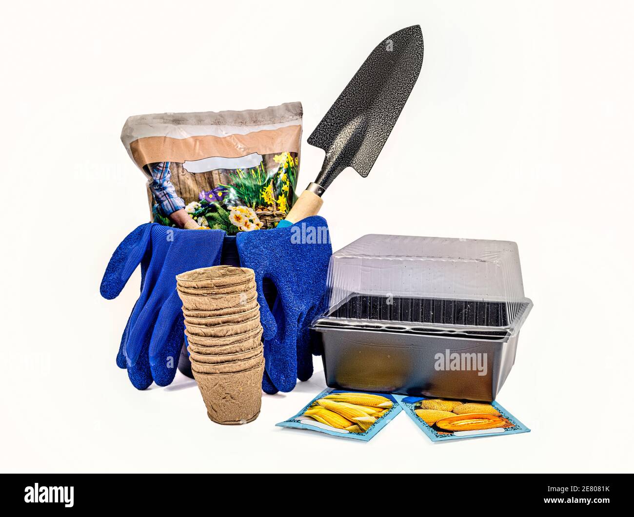 Gardening tools soil gloves hi-res stock photography and images - Alamy