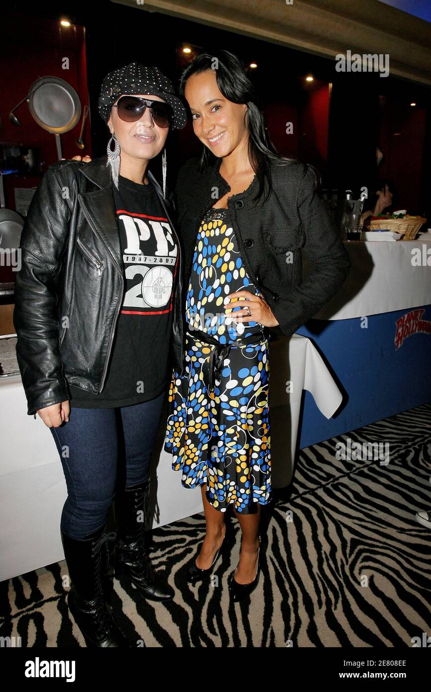 French singer Laam and French TV presenter Karine Lima attend the 'Next' premiere held at Planet ...