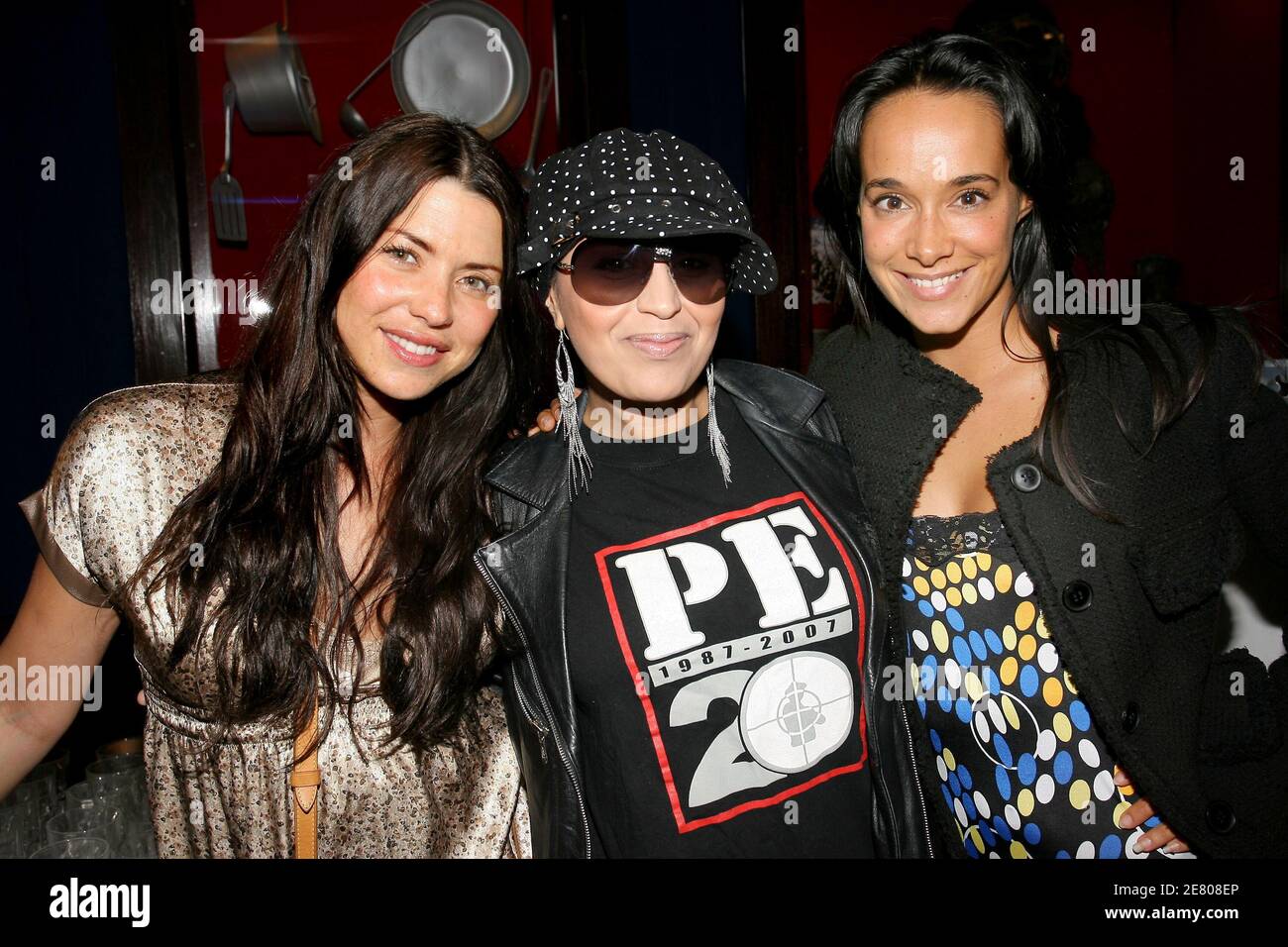 French singer Laam (C) with French TV presenters Virginie and Karine Lima attend the 'Next ...