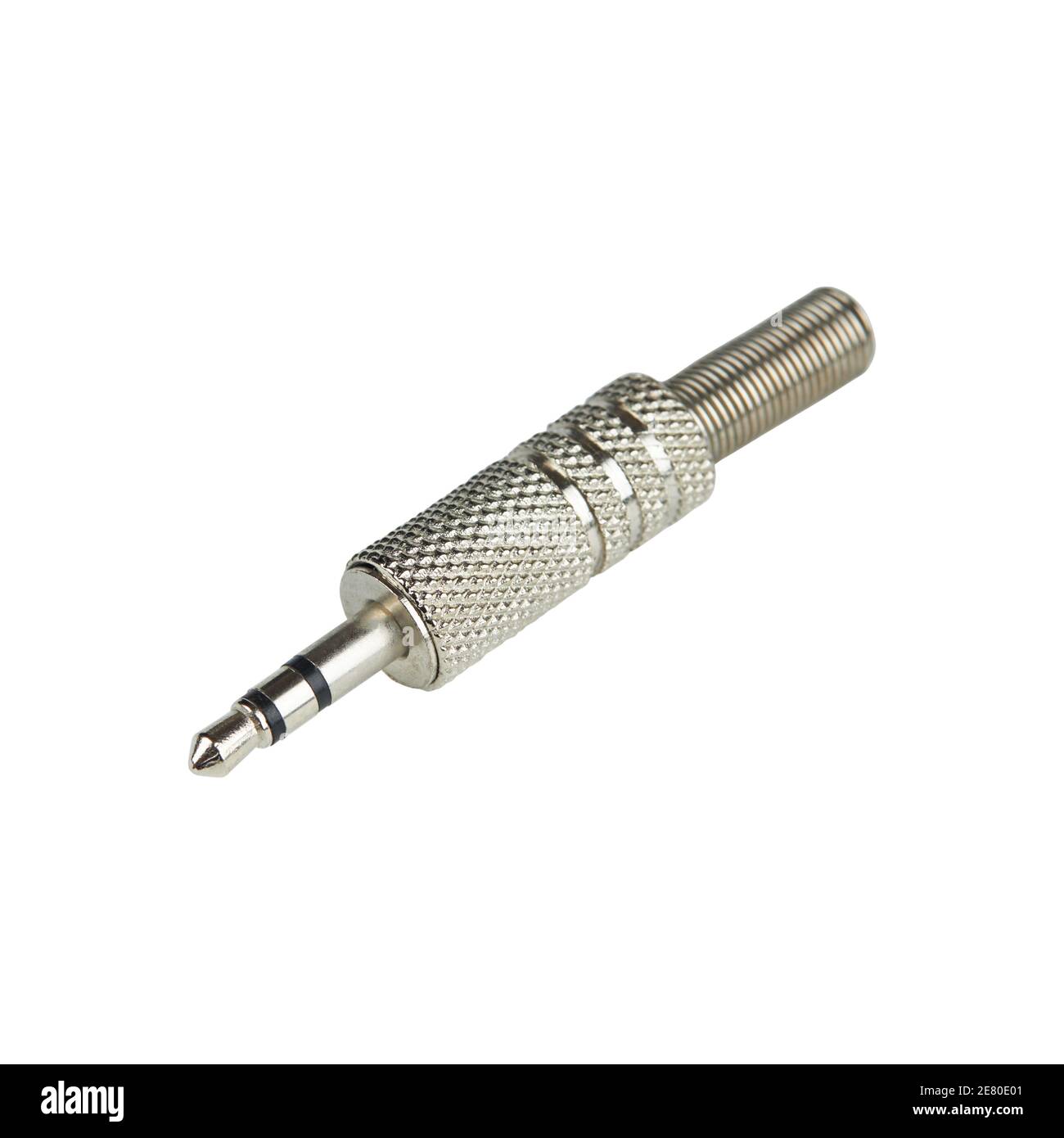 metallic audio 3,5 jack plug connector isolated on a white background ...