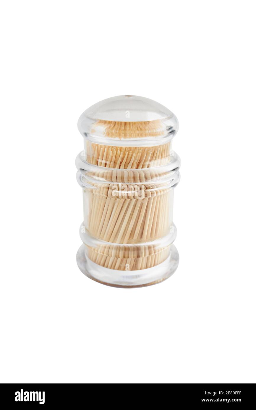 bamboo hygiene toothpick at plastic package isolated on a white ...