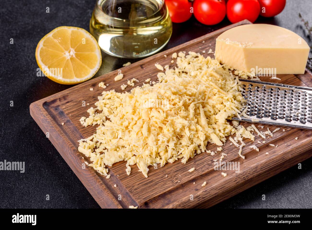 Pile grated cheddar cheese cheddar cheese block hi-res stock ...