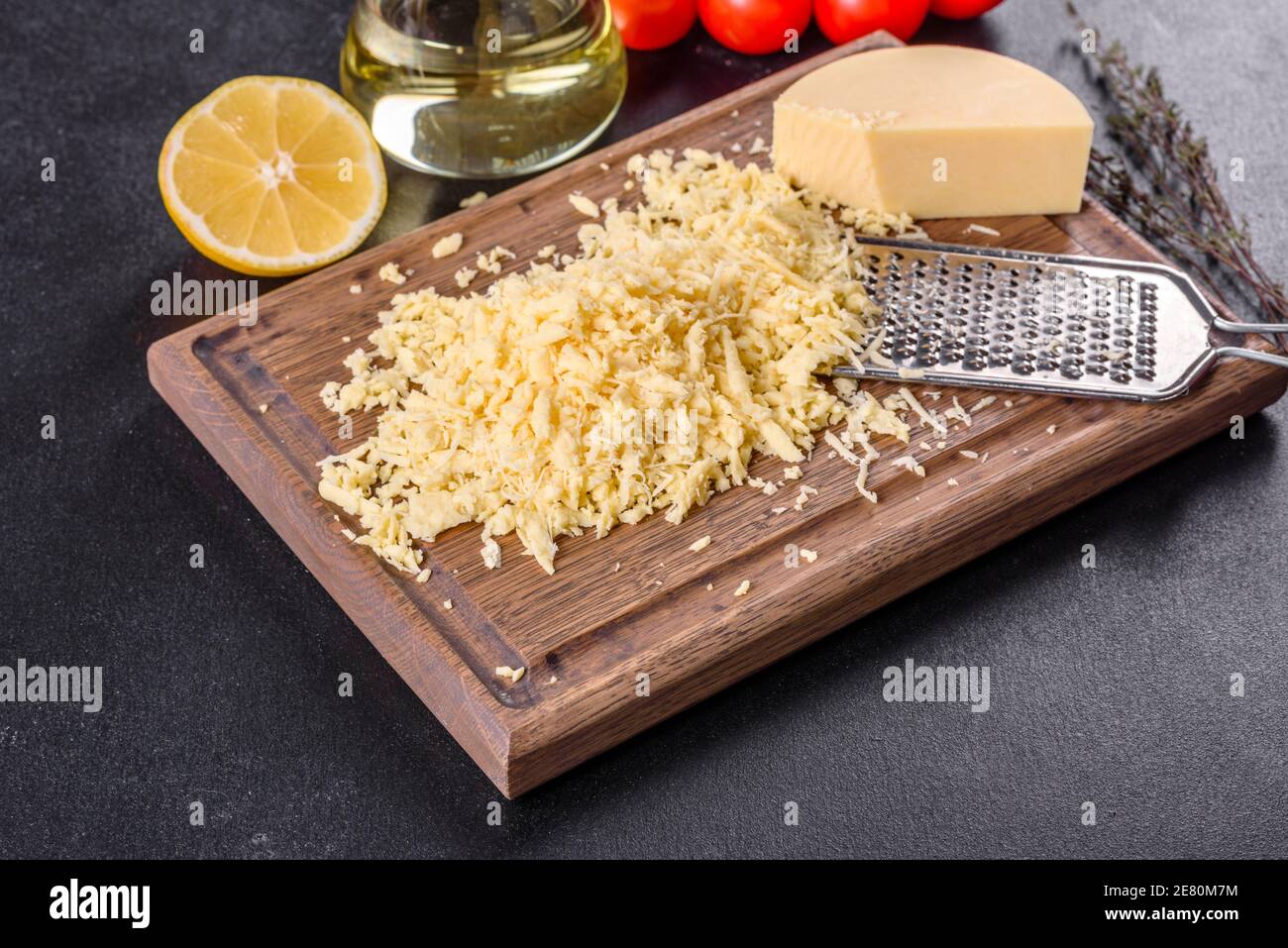 Pile grated cheddar cheese cheddar cheese block hi-res stock ...