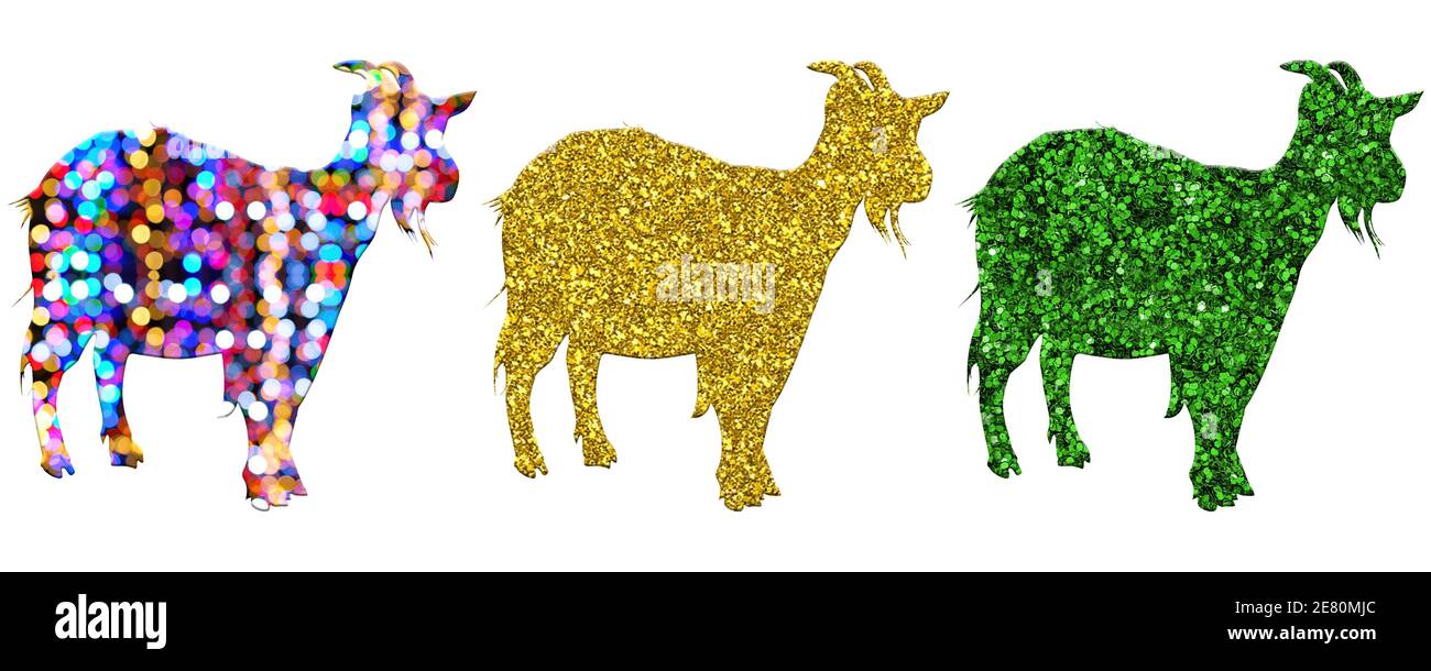 Illustration of three goats composed of colorful vibrant textures ...