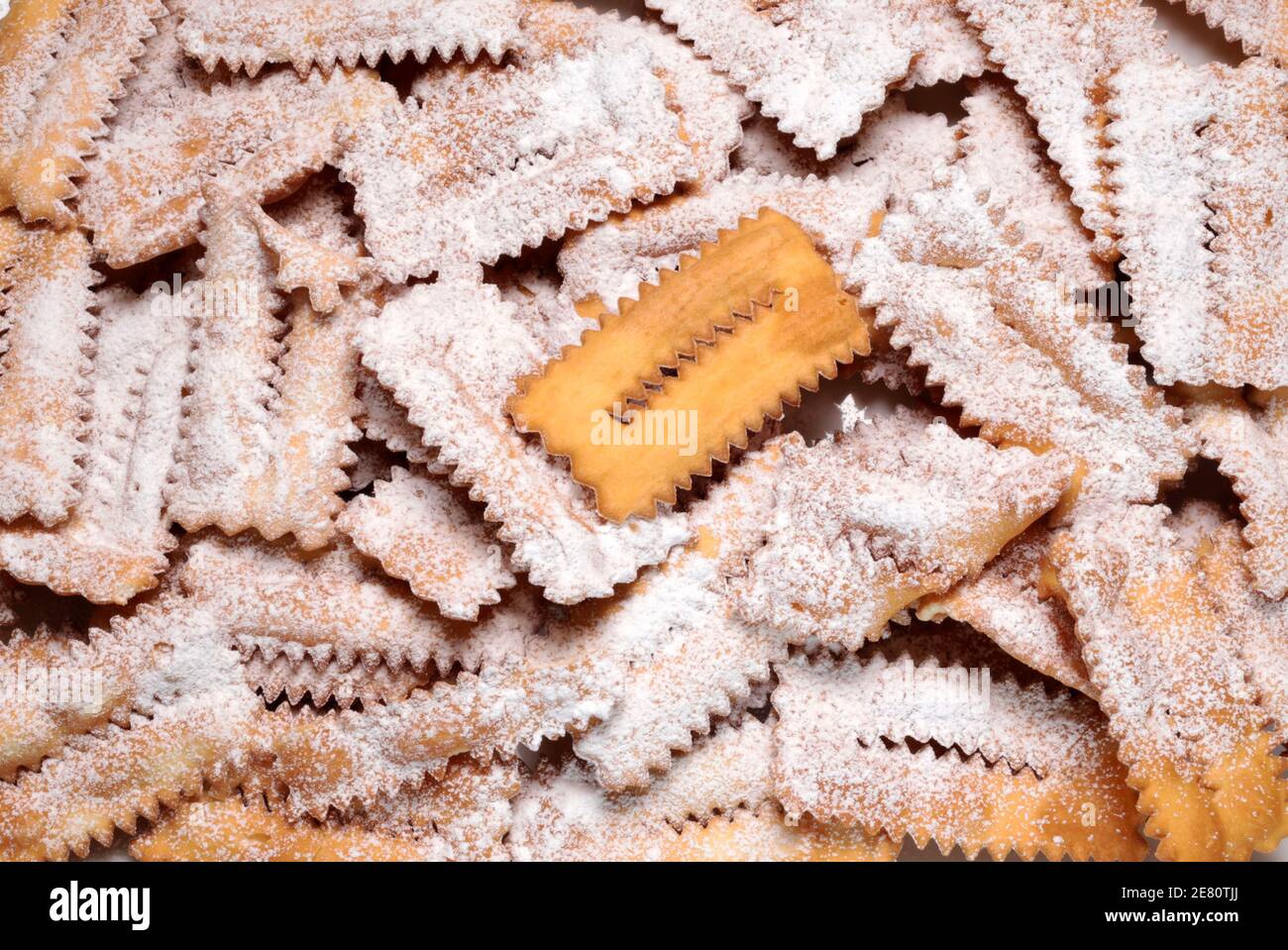 Homemade traditional carnival sweets, chiacchiere. Top view. Italian ...
