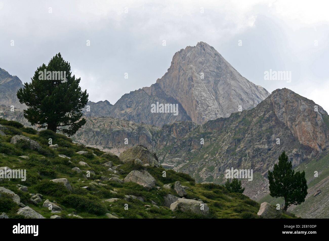 Mount Maladeta at the Pico de Aneto road in Pyrenees, Spain Stock Photo ...