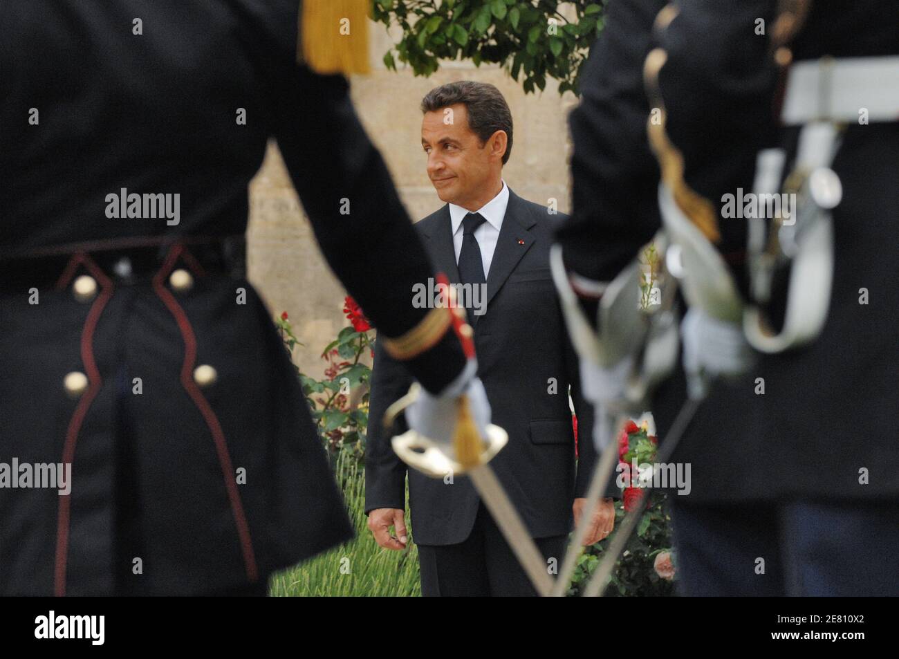President-elect Nicolas Sarkozy delivers his acceptance speech during ...