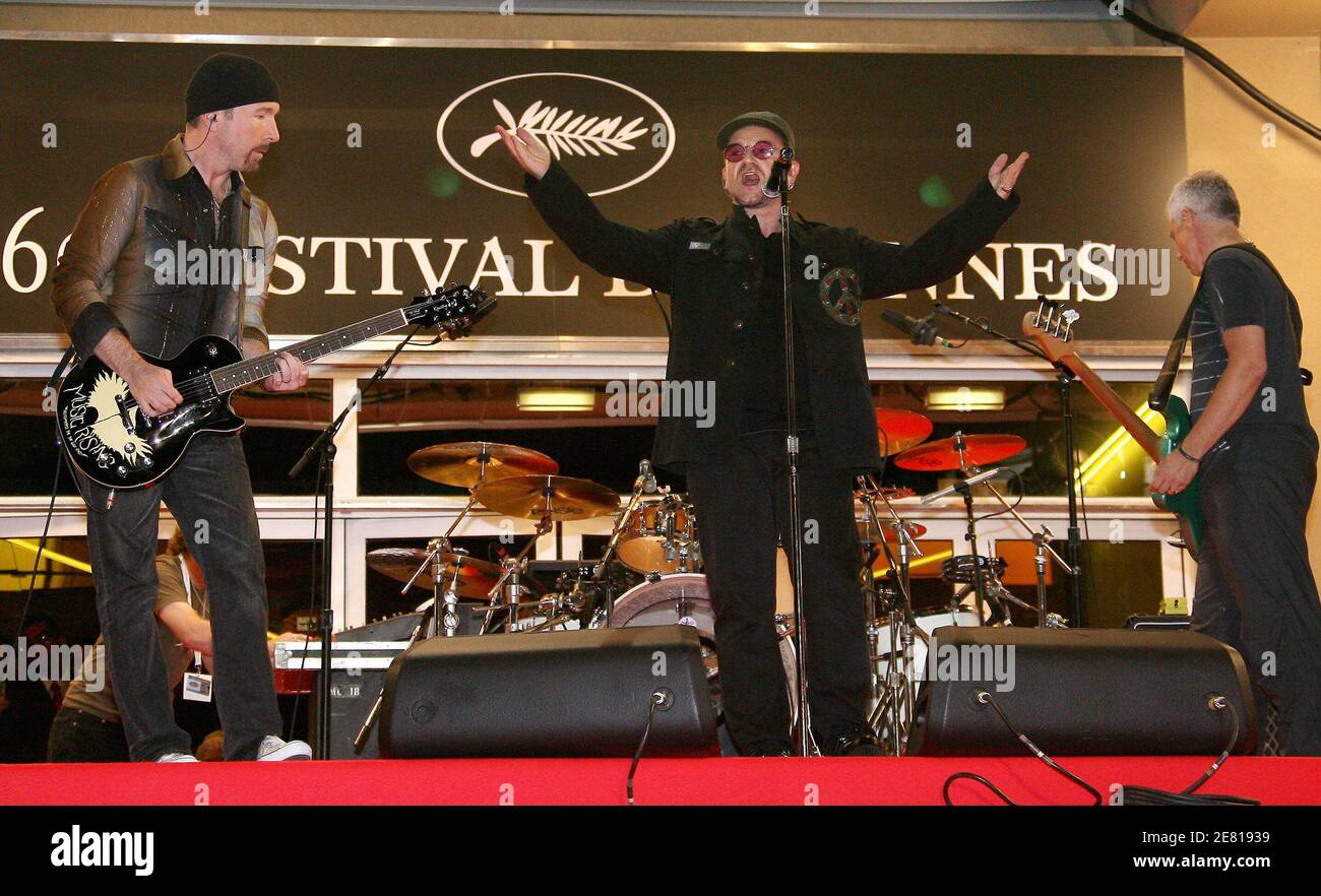 Irish band U2 and its frontman Bono perform in front of the Palais des ...