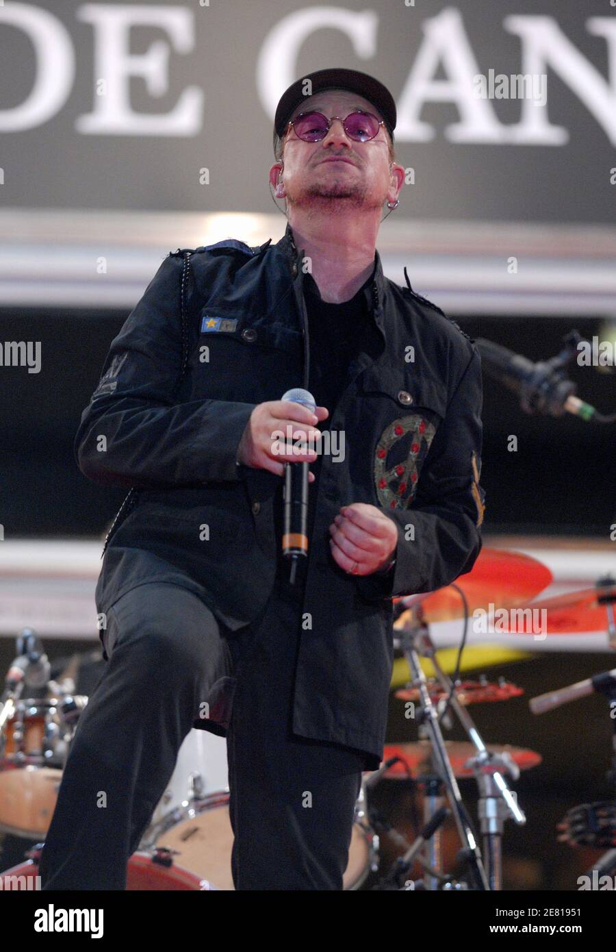 Irish band U2 and its frontman Bono perform in front of the Palais des ...
