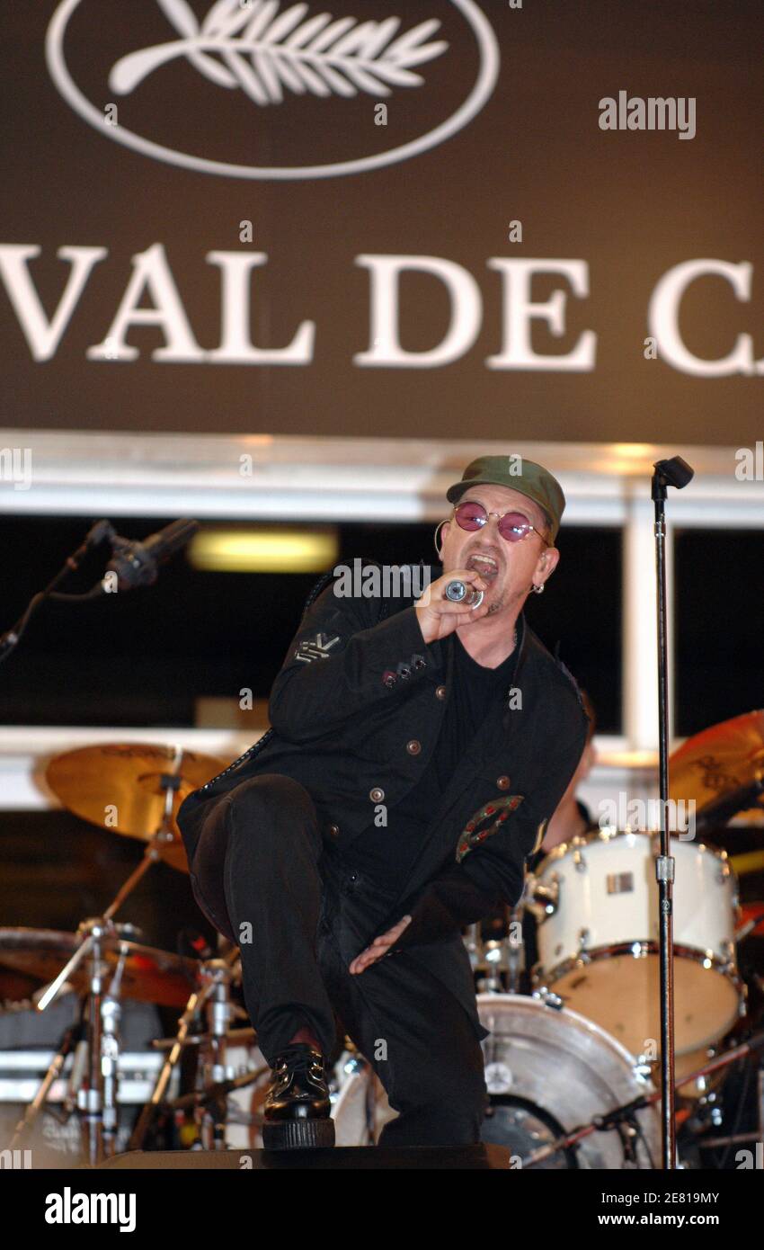Irish band U2 and its frontman Bono perform in front of the Palais des ...