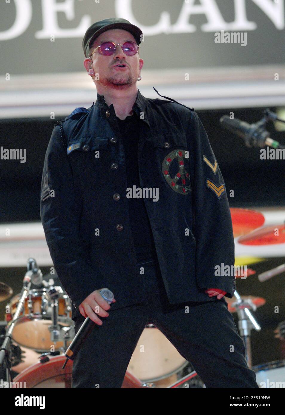Irish band U2 and its frontman Bono perform in front of the Palais des ...