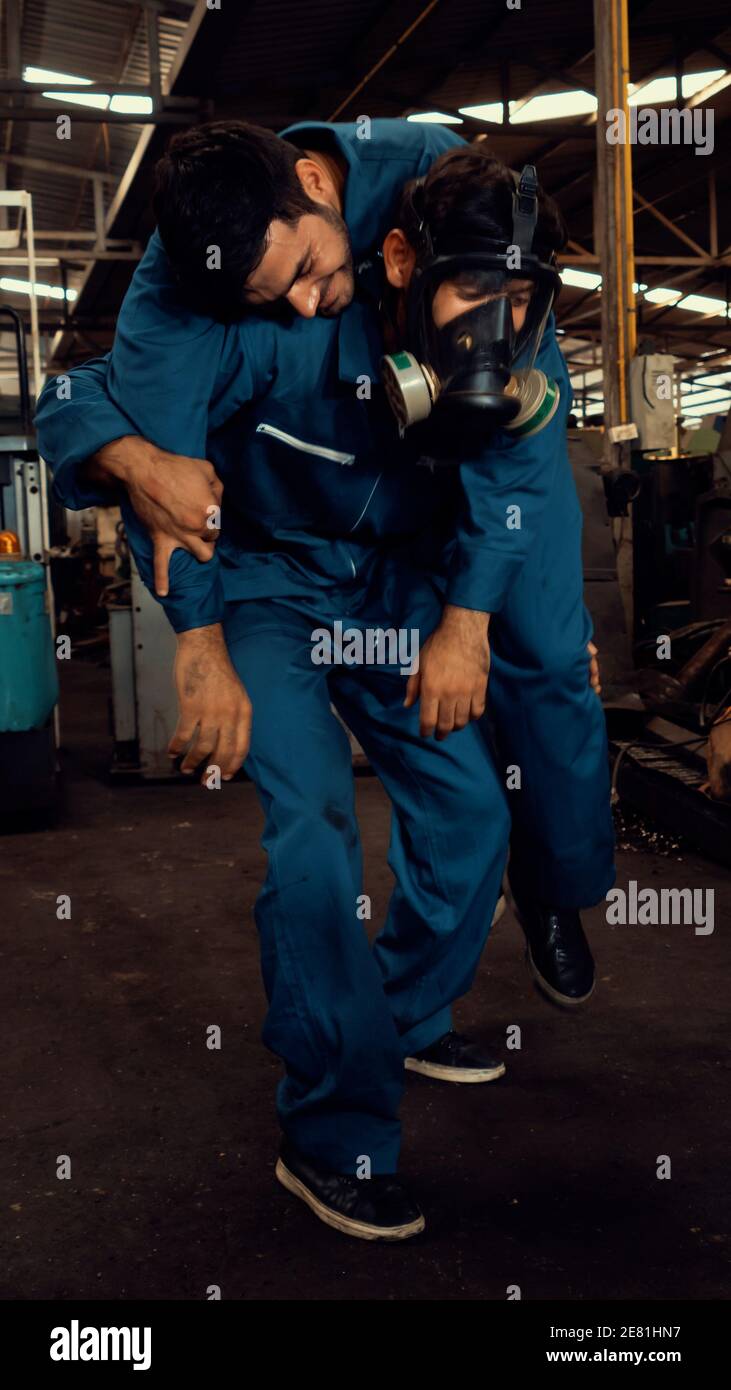 Skillful factory worker rescue his teammate out of poisonous gas ...