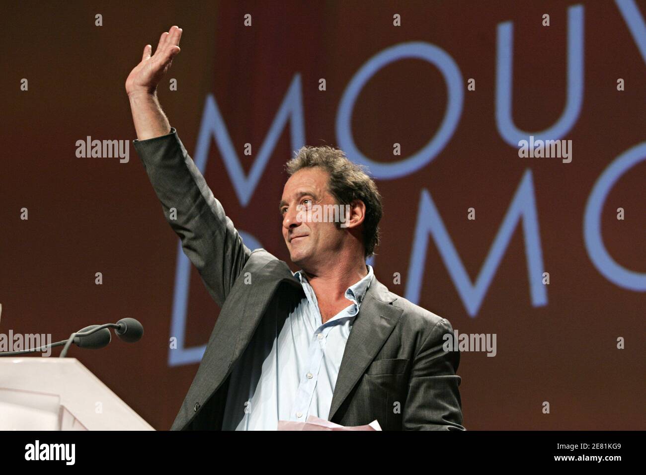 French actor Vincent Lindon delivers a speech during the launching of ...