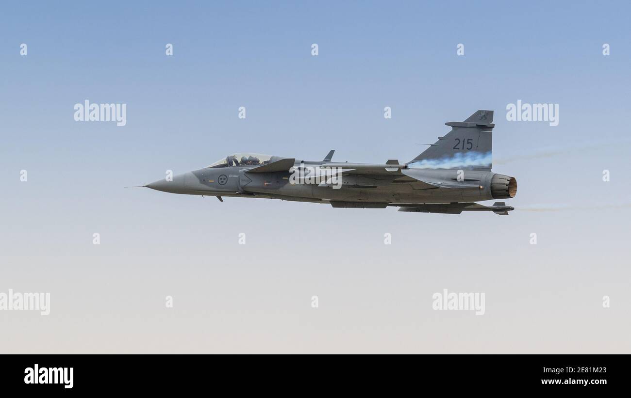 Fairford, UK - 15th July 2017: A Saab JAS 39 Gripen jet fighter in ...