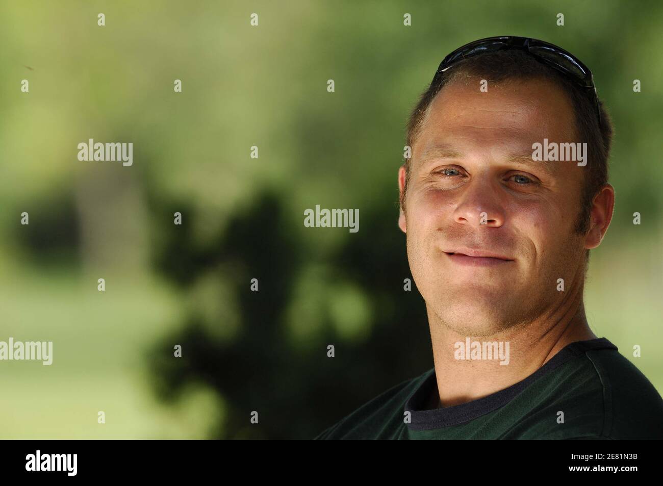 French athlete Nicolas Figere (hammer) during a private shooting ...