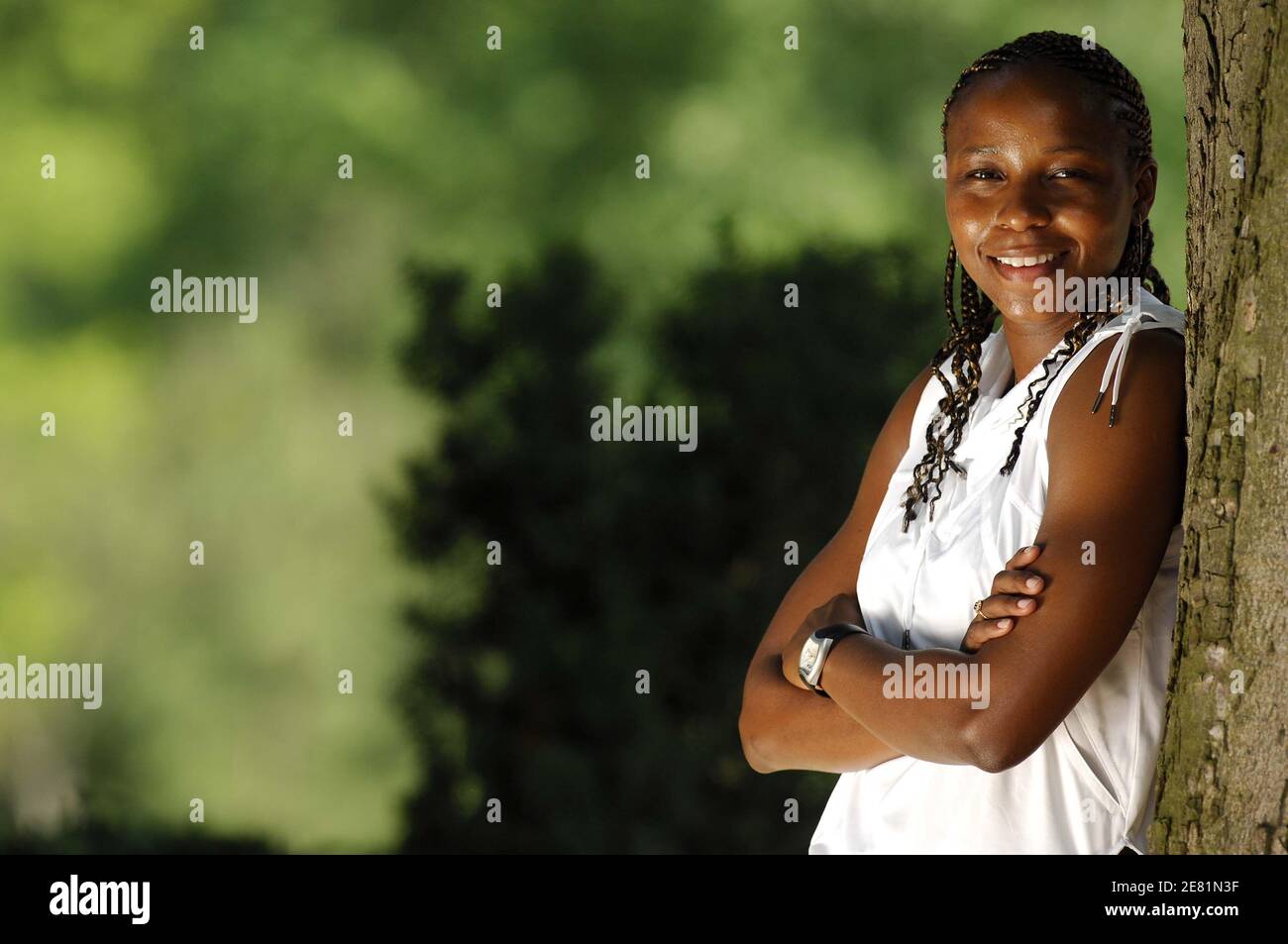 French athlete Linda Ferga-Khodadin poses during a private shooting ...
