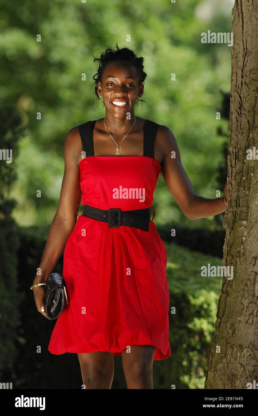 French athlete Emma Payom (400 meters) during a private shooting ...
