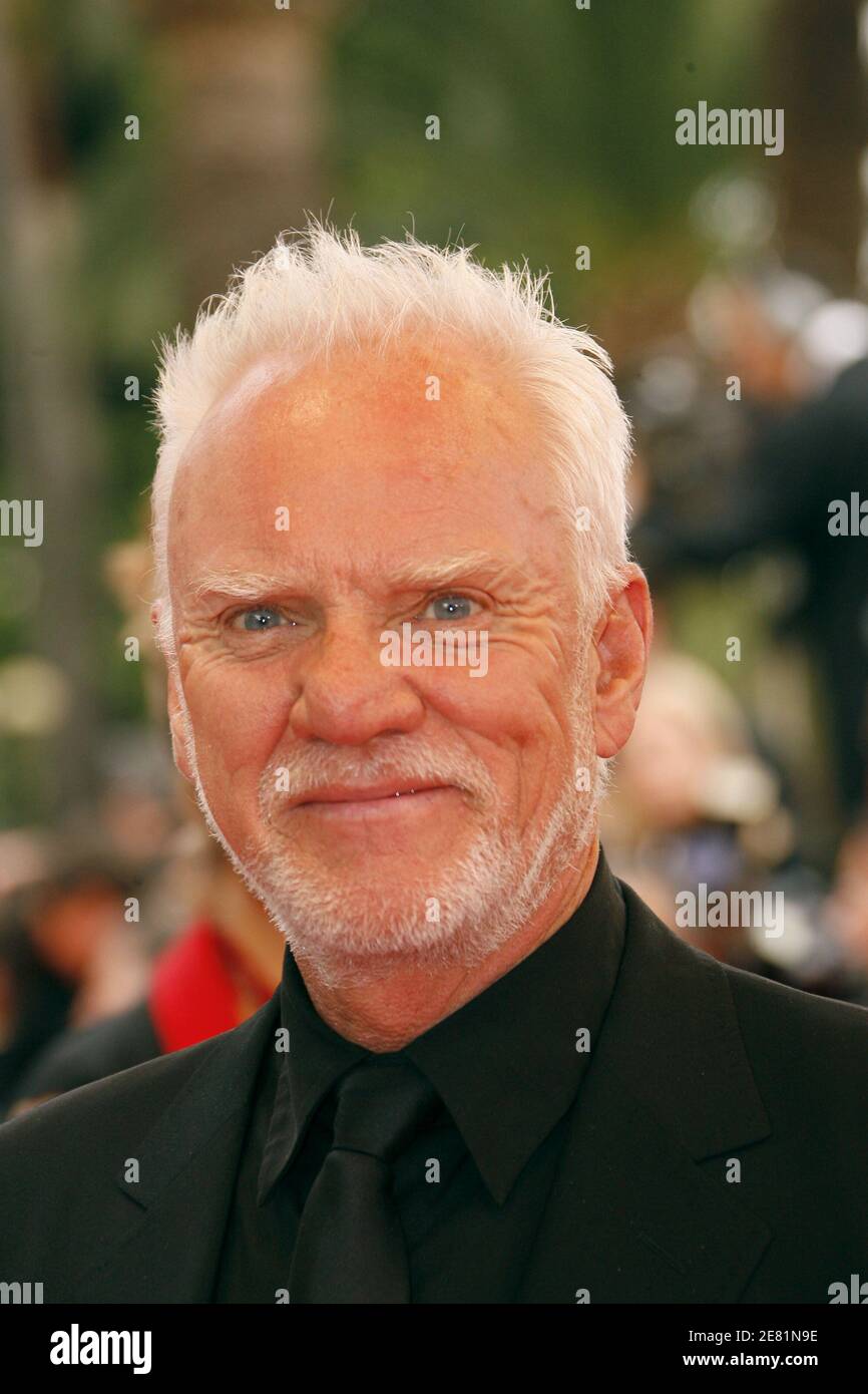 British actor Malcom McDowell upon arrival at the Palais des Festivals ...
