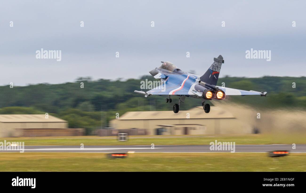 Fairford, UK - 15th July 2017: A French Dassault Rafale taking off ...