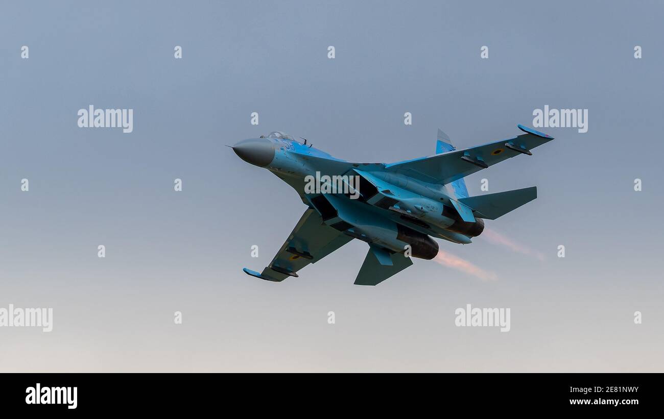 Fairford, UK - 15th July 2017: A Sukhoi Su-27 Flanker fighter aircraft ...