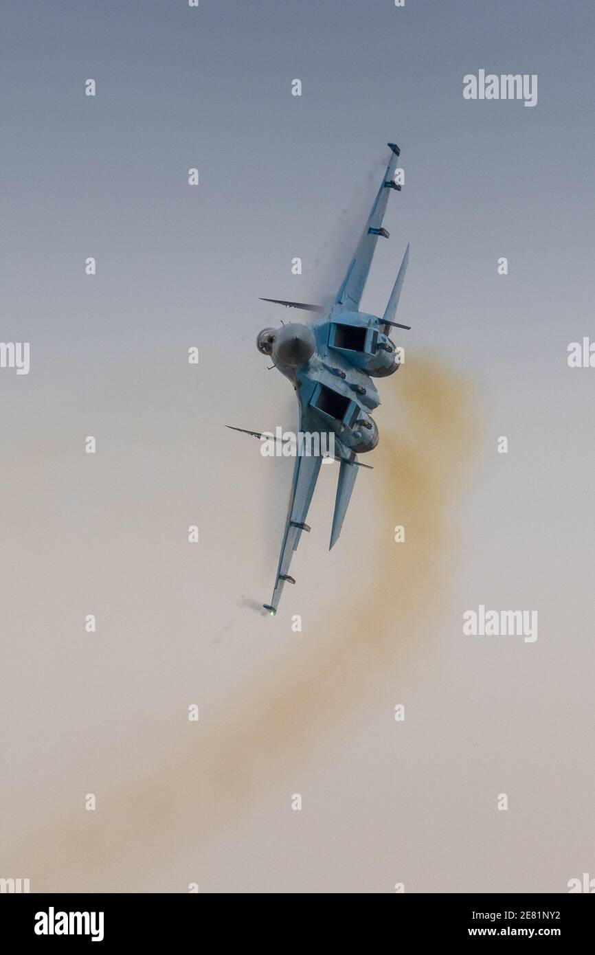 Fairford, UK - 15th July 2017: A Sukhoi Su-27 Flanker fighter aircraft ...