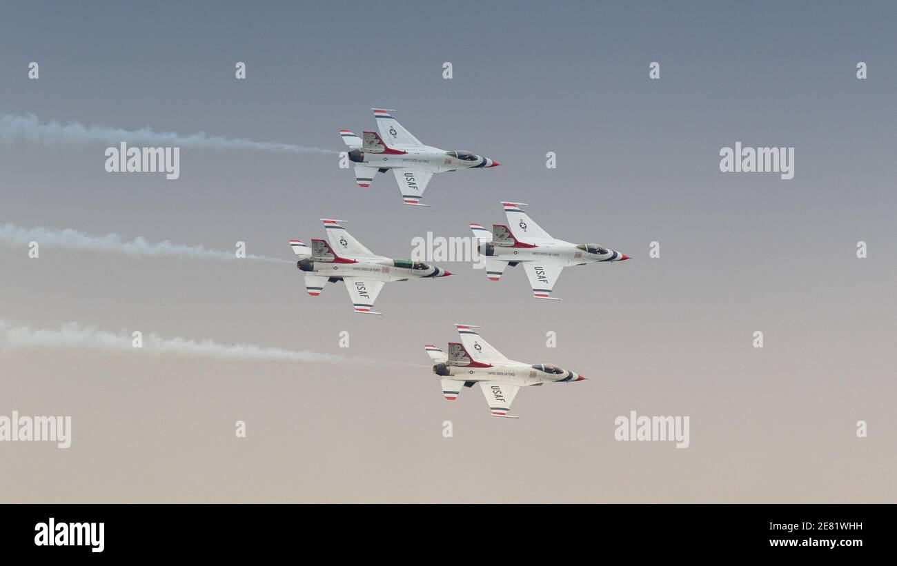Fairford, UK - 15th July 2017: USAF F16 Thunderbird formation team ...