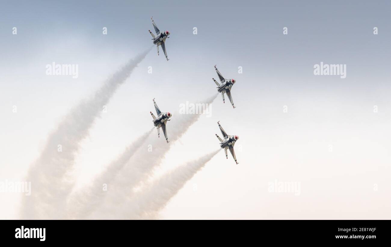 Fairford, UK - 15th July 2017: USAF F16 Thunderbird formation team ...