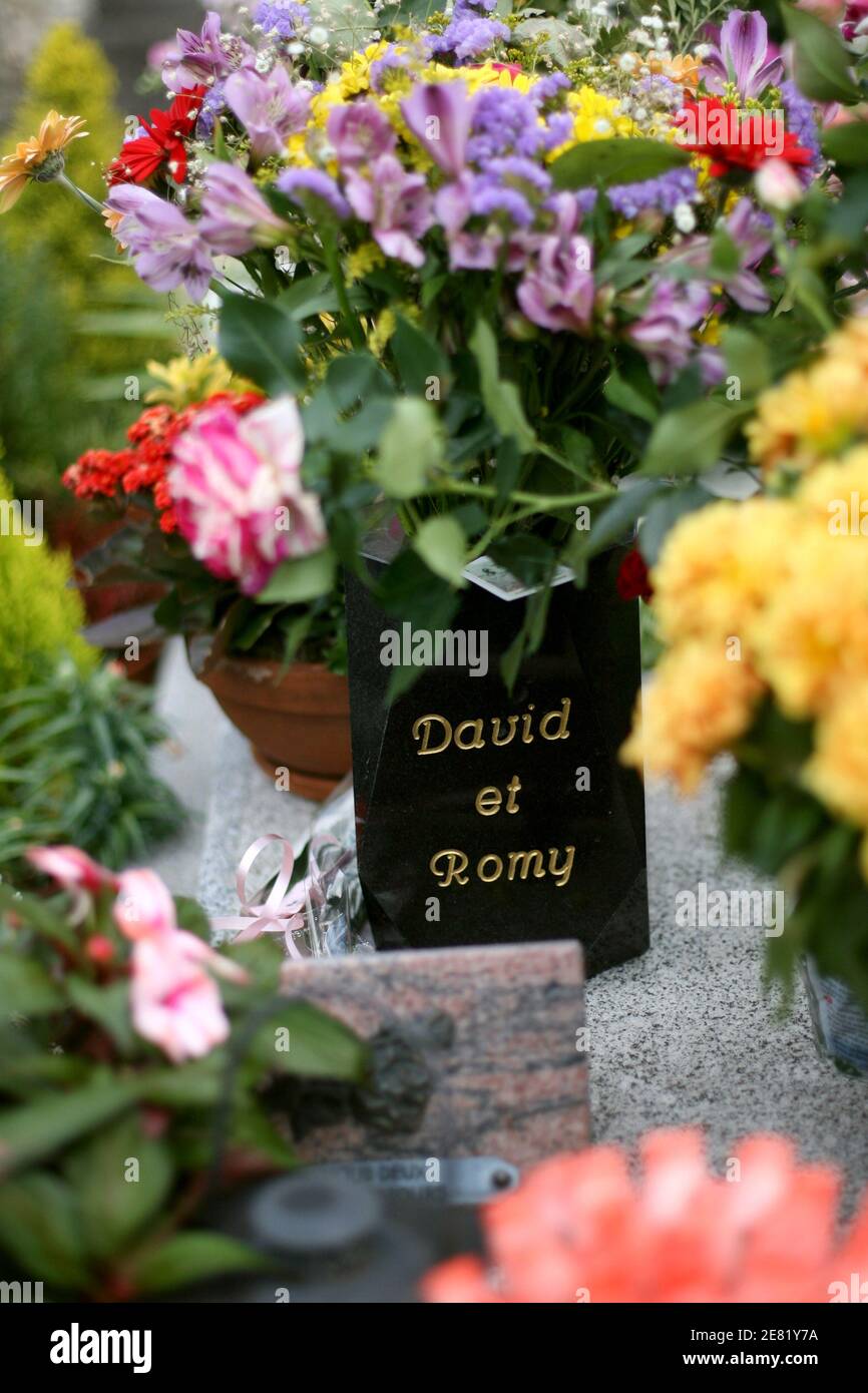 Grave of Austrian born actress Romy Schneider and her son David in the ...