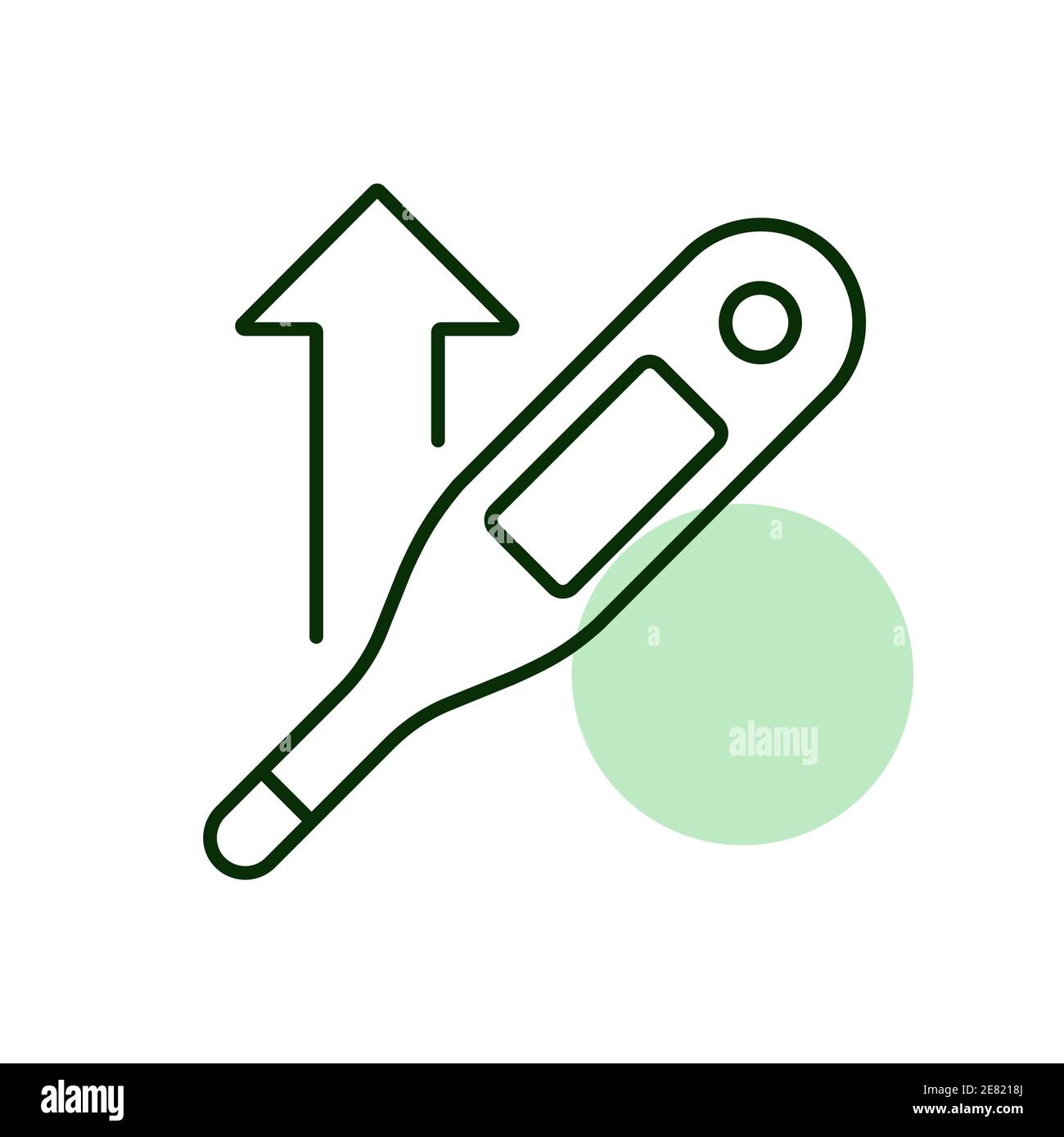 Increased temperature with thermometer vector icon. Medical sign ...