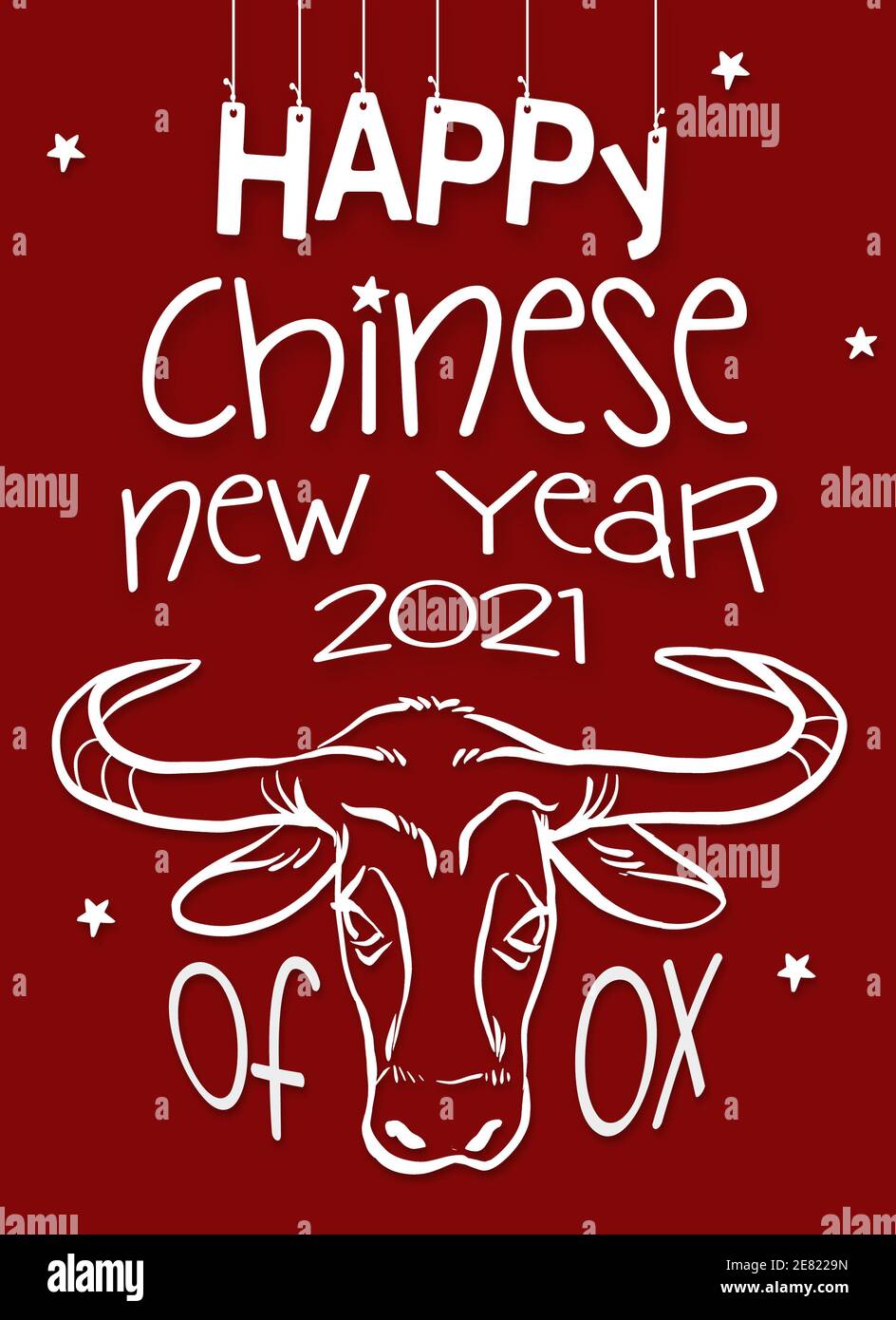 Happy Chinese New Year 2021 of the Zodiac Ox, poster illustration for ...