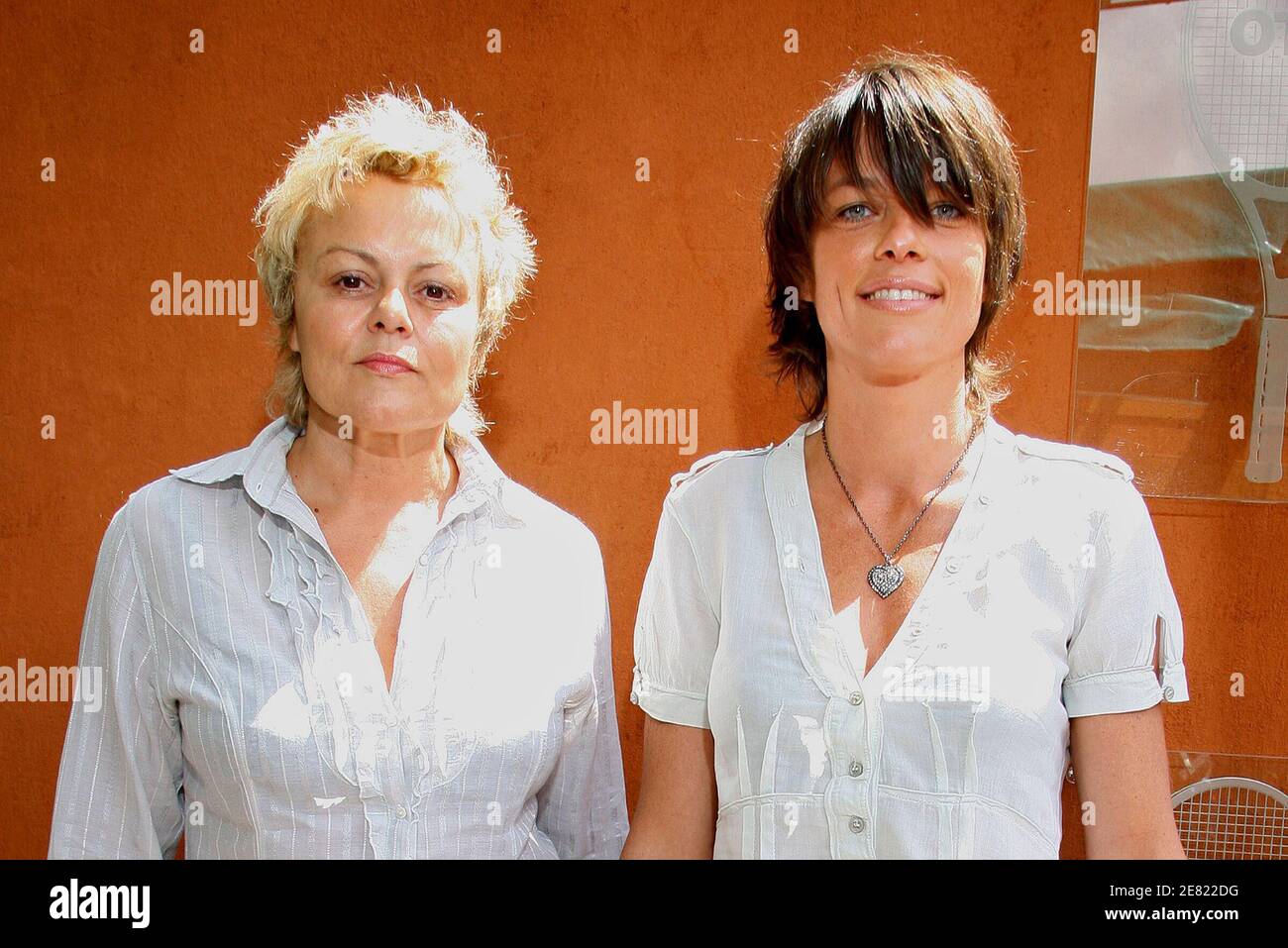 French humorist Muriel Robin and her girlfriend Anne pose in the ...