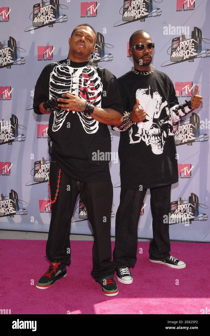Three Six Mafia attends the 2007 MTV Movie Awards held at the Gibson ...