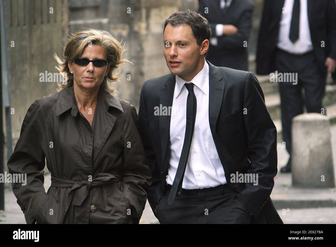 Claire Chazal and Marc-Olivier Fogiel leave the funeral mass for French ...