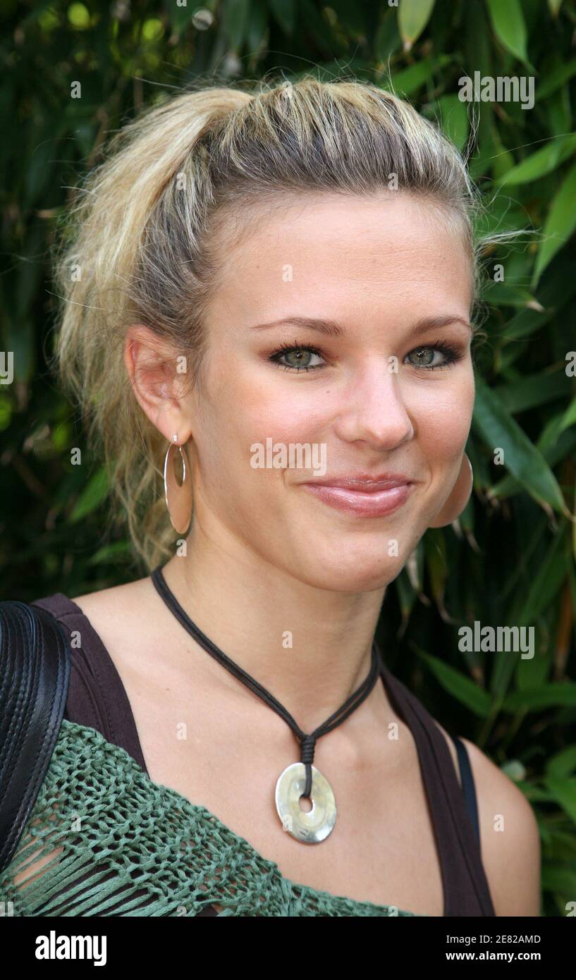 French singer Lorie arrives in the 'Village', the VIP area of the ...