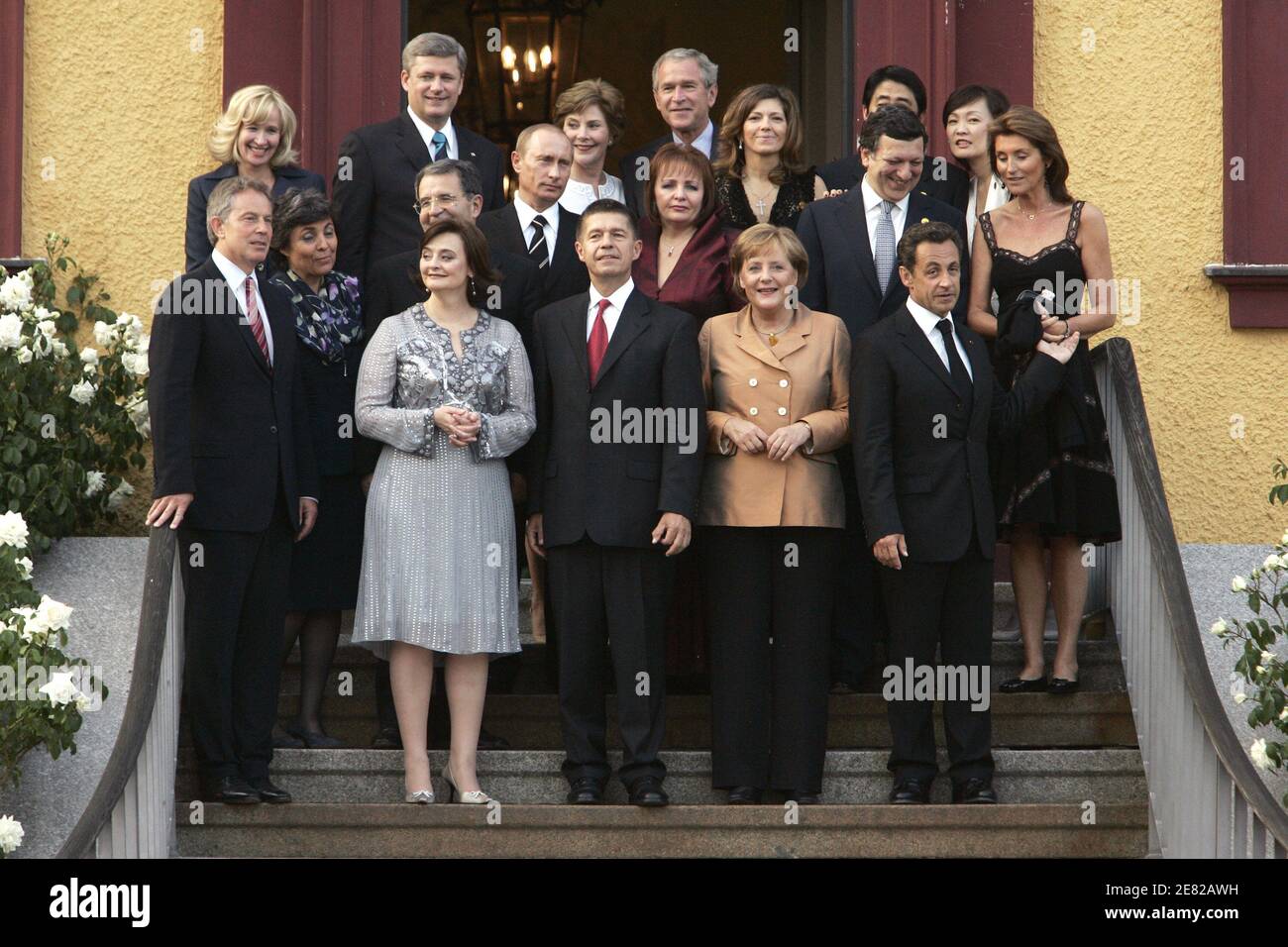 Leaders of Europe and the G8 countries and their partners pose for a ...