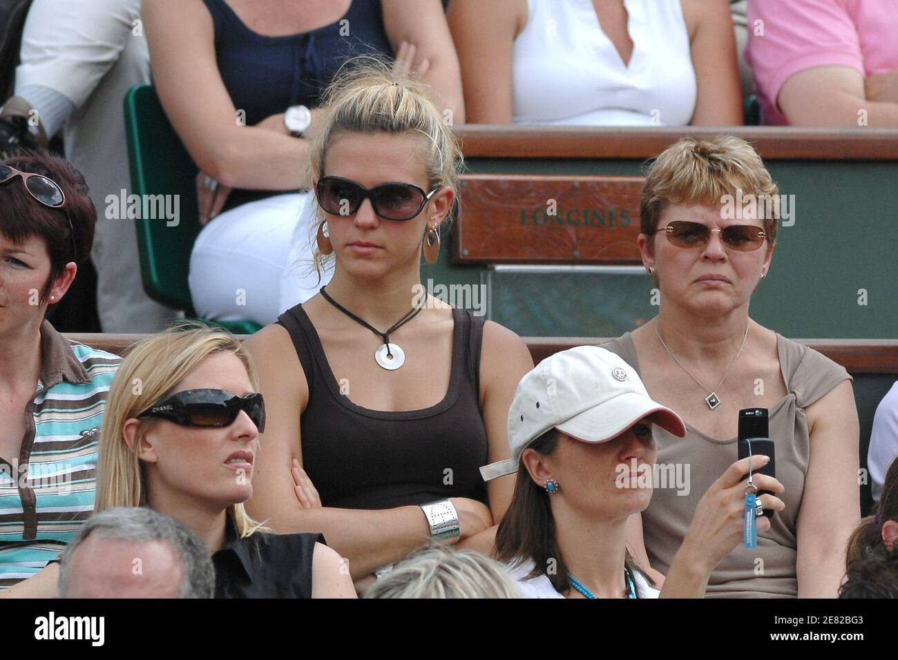 French singer Lorie attends the quarter-final of the Tennis French Open ...
